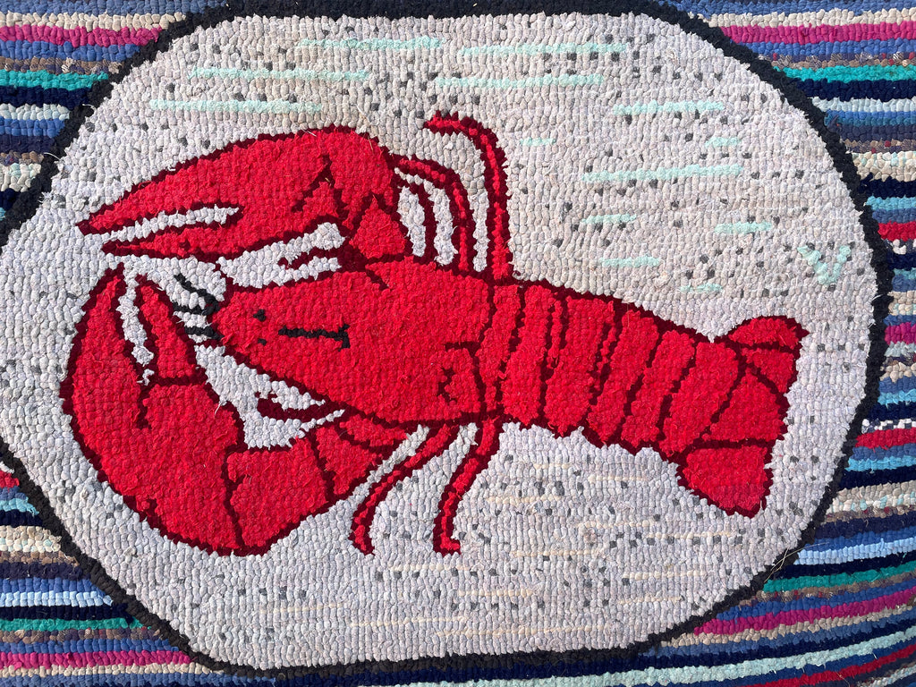 Lobster Center Motif Hooked Rug. SOLD – Carol Telfer Antiques